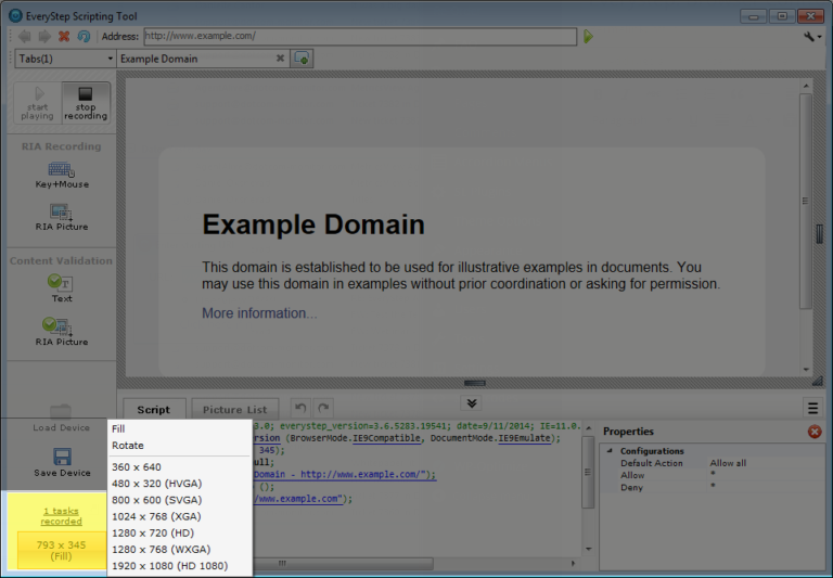 Adjusting browser window size while monitoring