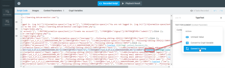 Adding Context Parameters to the Script
