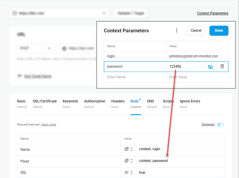 How to Use Context Parameters in HTTP(s) Requests